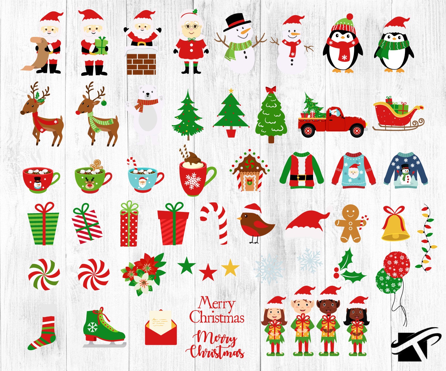 Christmas Clipart Holiday Clipart Set Cute Christmas Clip - Etsy