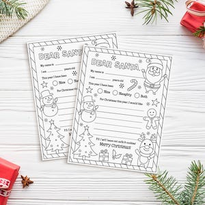 Letter to Santa Coloring Page, Printable Dear Santa Letter, Christmas ...