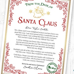 Santa Letter and Nice List Certificate, Personalised Letter From Santa ...