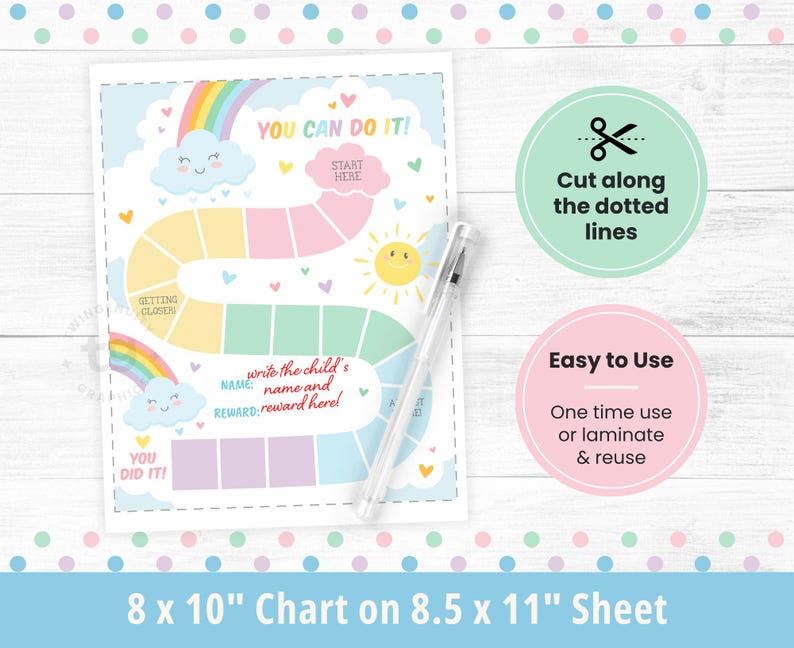 Printable Rainbow Reward Chart, Rainbow Reward Chart Kids, Rainbow ...