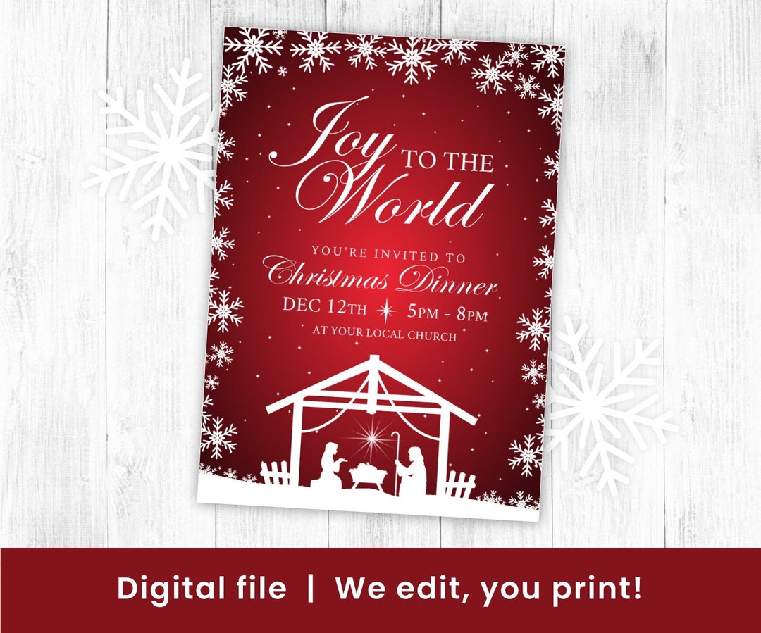 Religious Christmas Invitation, Religious Nativity Invite, Joy to the ...