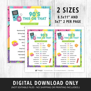 90s Games Bundle Printable, 90s Party Games, 90s Trivia, 90s Activities ...