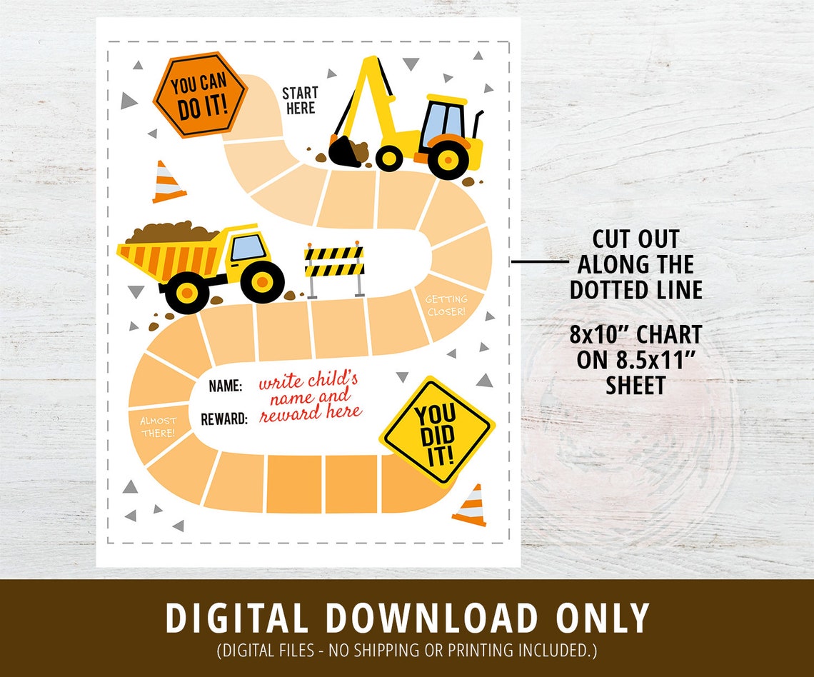 Printable Construction Reward Chart Construction Reward Chart | Etsy