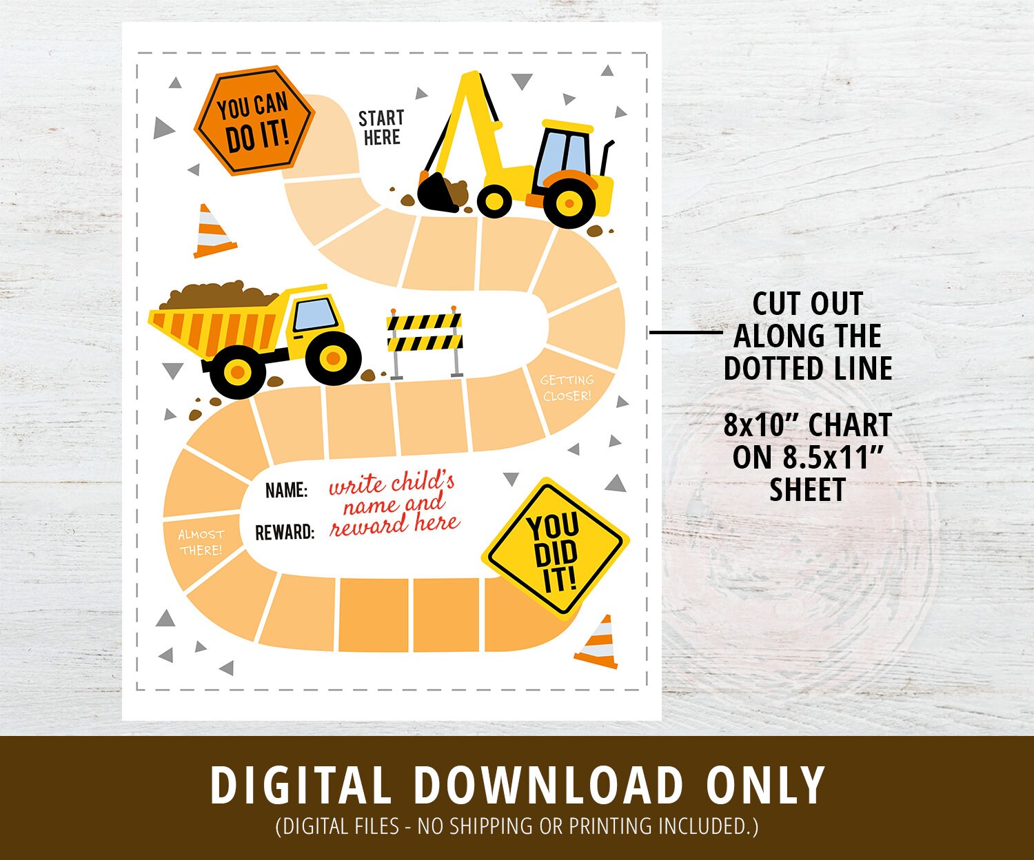 Printable Construction Reward Chart Construction Reward Chart - Etsy