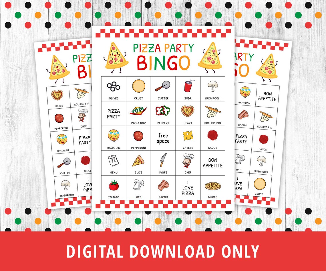 Pizza Bingo Pizza Party Games Printable Games Kids - Etsy Canada