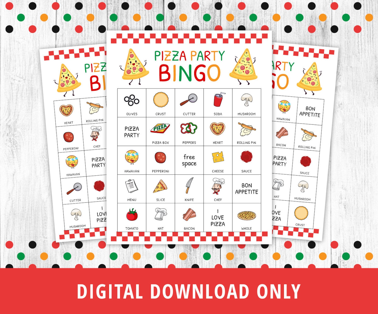 Pizza Bingo Pizza Party Games Printable Games Kids - Etsy Canada