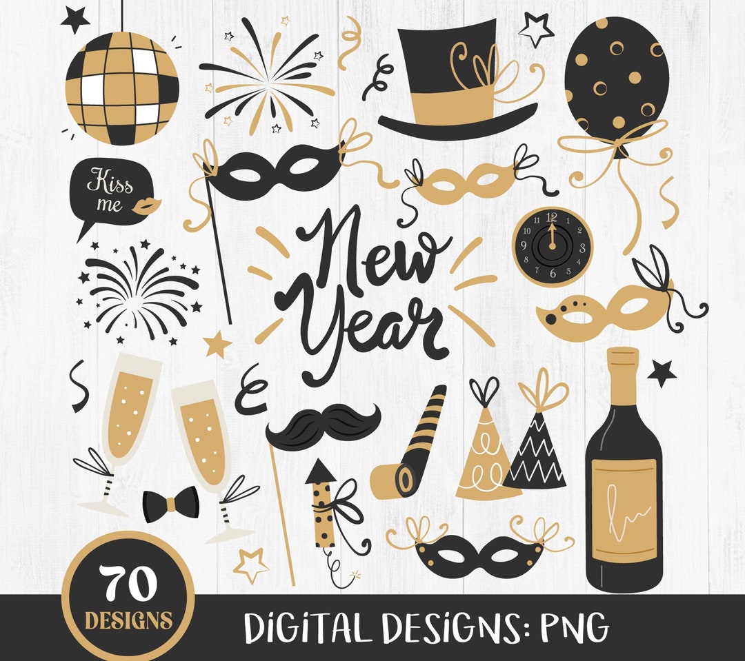 Cute New Year Clipart, New Years Eve Party, Holiday Clipart, Happy New ...