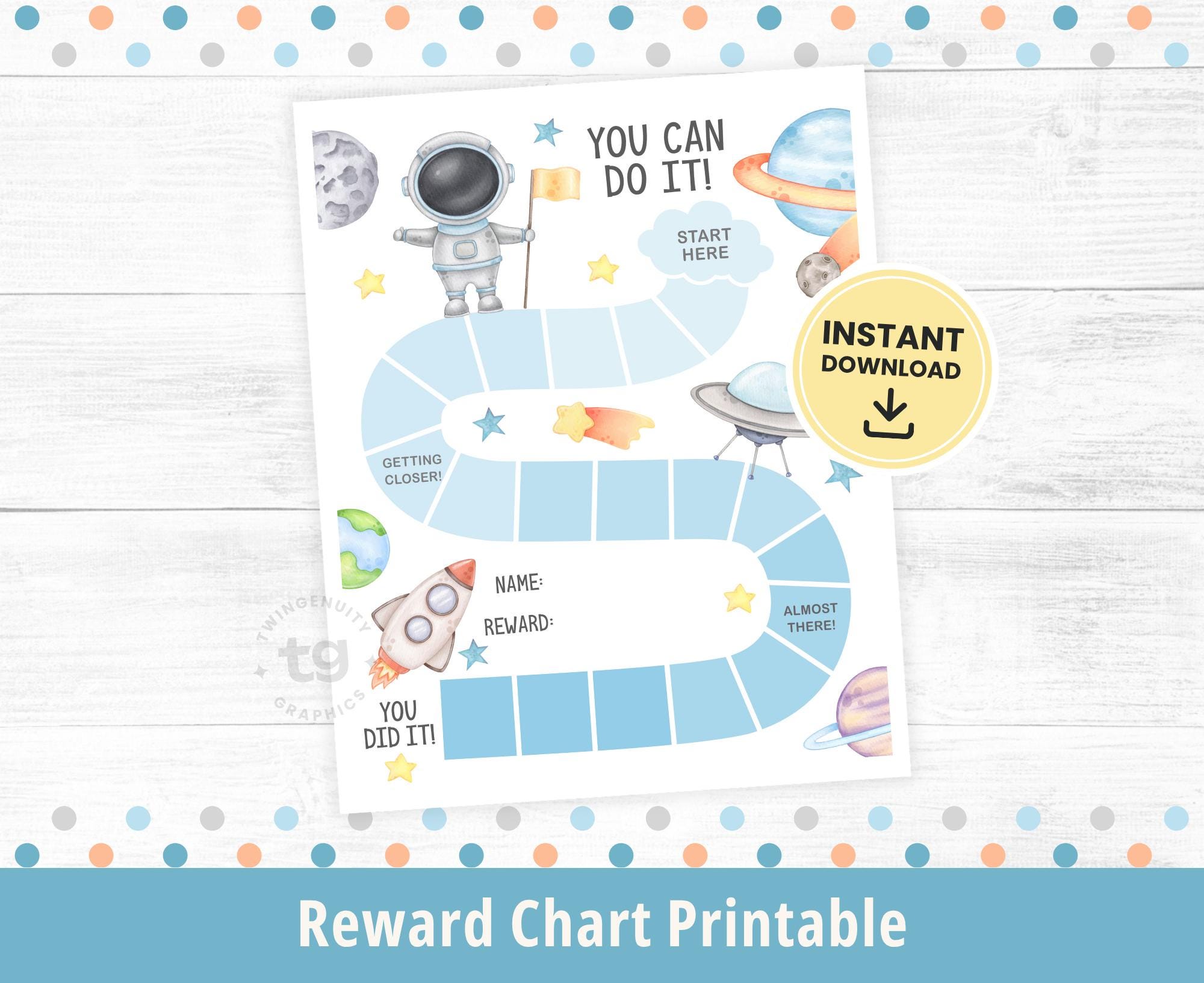 Printable Outer Space Reward Chart, Space Reward Chart Kids, Space ...