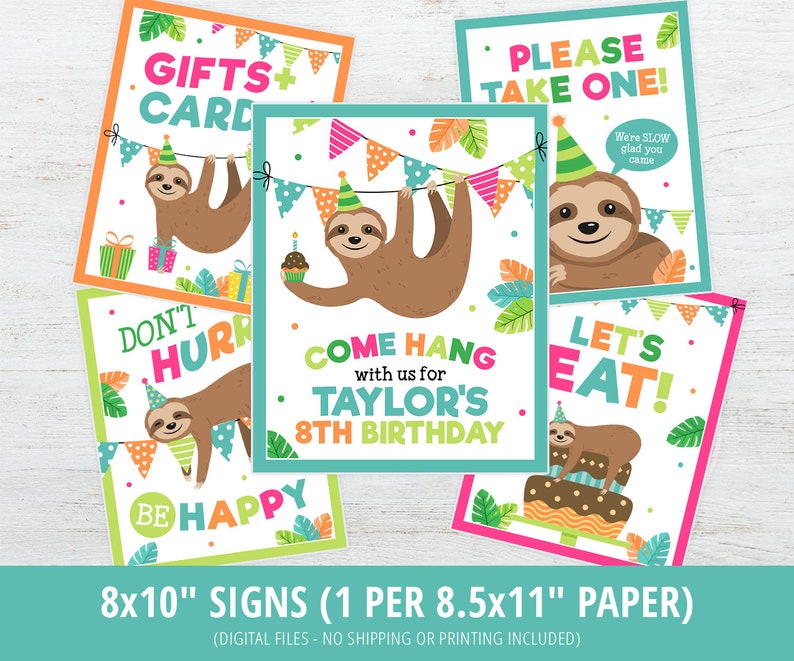 Sloth Birthday Decorations Sloth Party Package Sloth Theme | Etsy