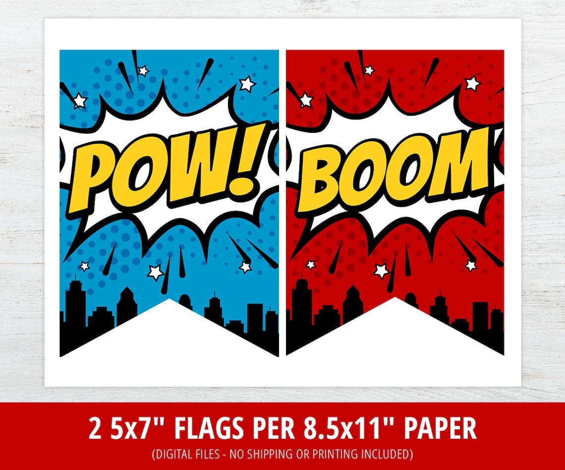 SUPERHERO Birthday Banner Printable Superhero Birthday | Etsy