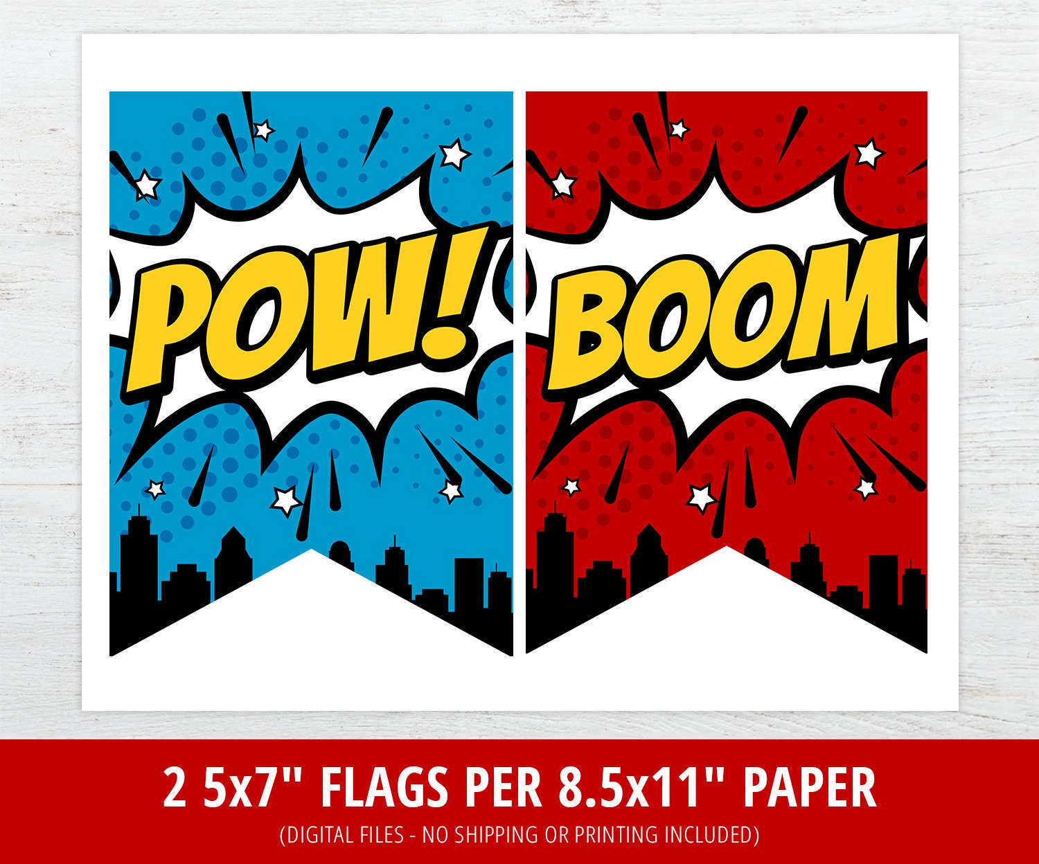 SUPERHERO Birthday Banner, Printable Superhero Birthday Banner, Comic ...
