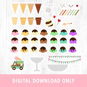 120+ Ice Cream Clipart, Build Your Own Ice Cream Cone Clip Art Set ...