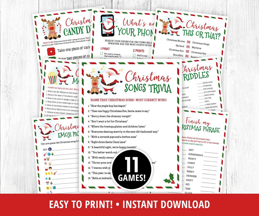 Christmas Games Bundle Printable, Christmas Activities, Christmas Party ...