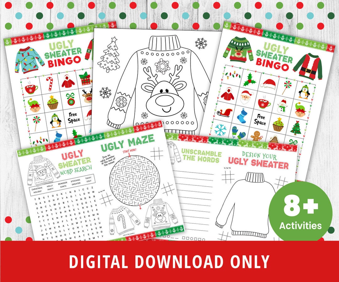 Paquete imprimible del juego "Suéter navideño feo", páginas de ...