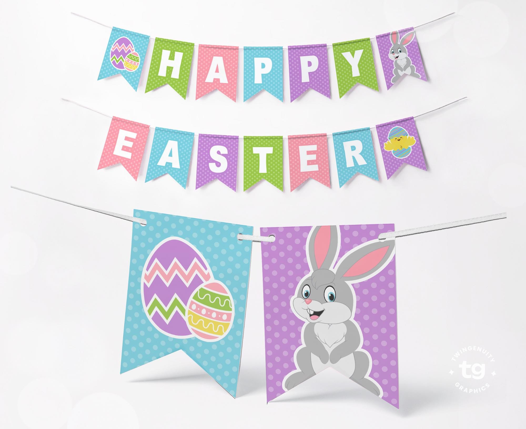 Happy Easter Banner, Easter Bunting Banner, Easter Party Decor, Easter ...