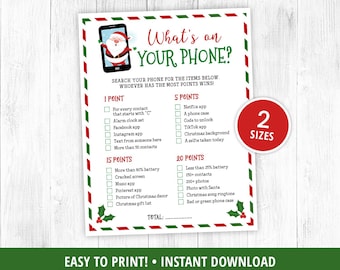 Christmas 'what's on Your Phone' Game: Printable Holiday Party Activity ...