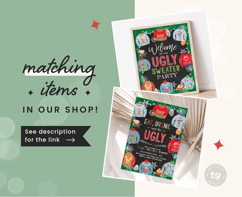 Ugly Christmas Sweater Party Signs, Ugly Sweater Party Signs, Ugly ...