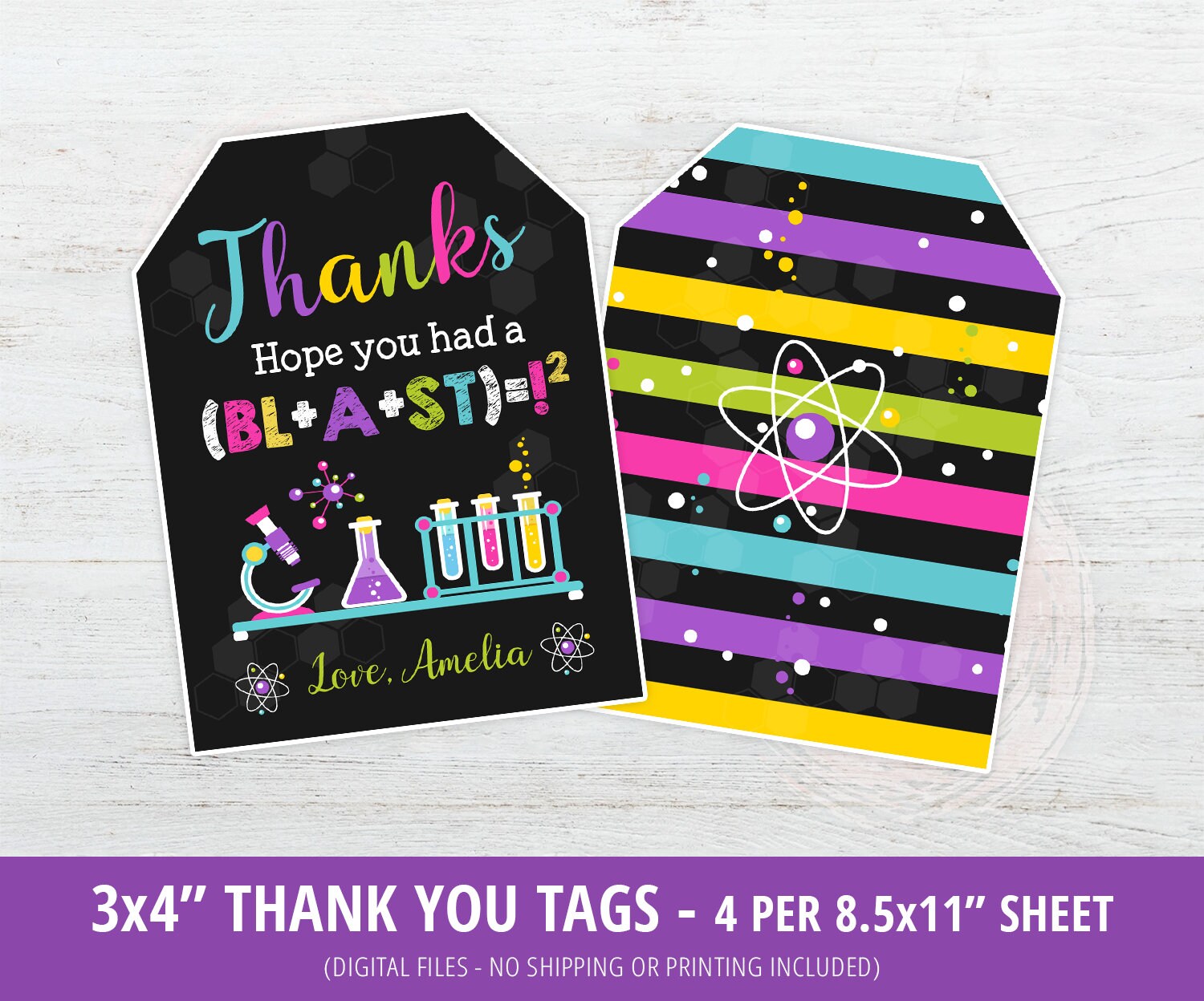 Science Thank You Tags Girl Science Favor Tags Science - Etsy