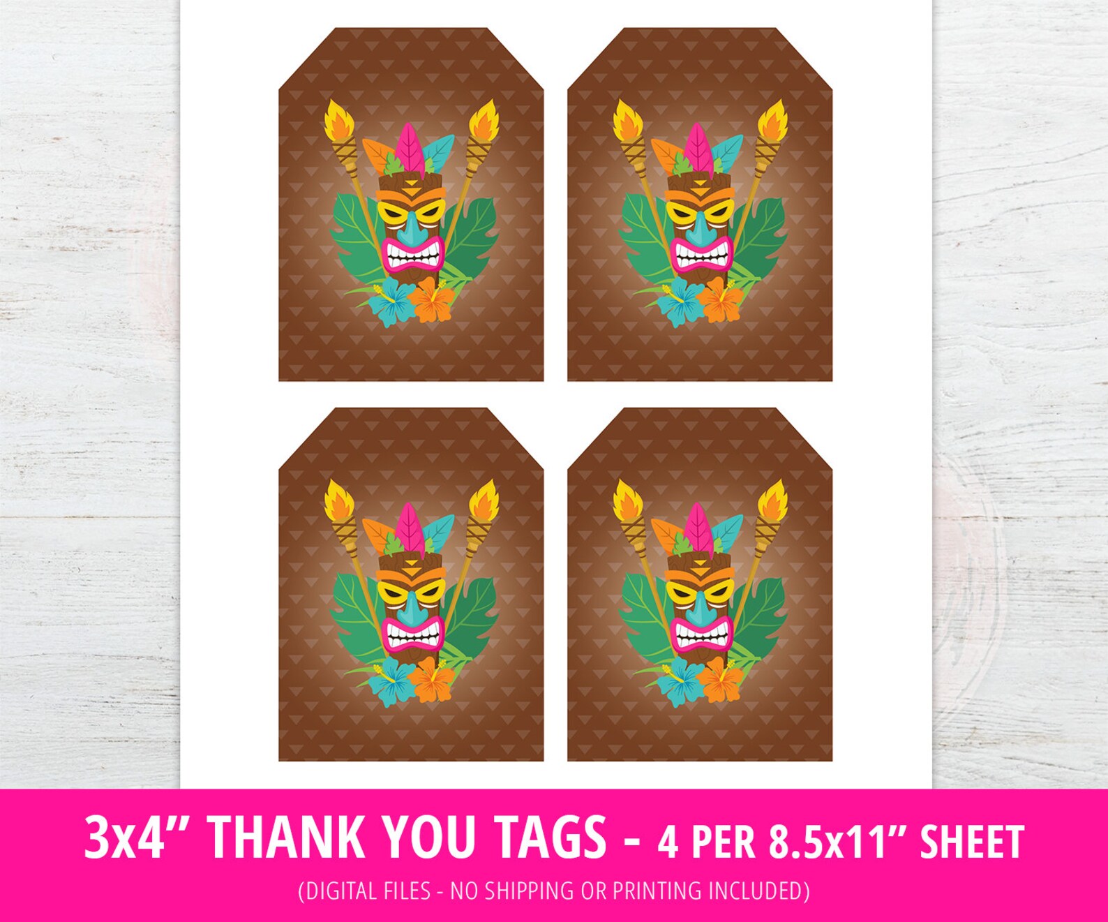 Luau Thank You Tags Luau Favor Tags Luau Birthday Tags - Etsy