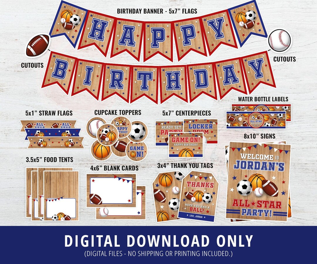 Sports Birthday Party Decorations, All-star Sports Party Decor, Sports ...