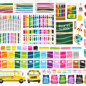 School Clipart Set, School Supplies Clipart Set, Art Supplies Clipart ...