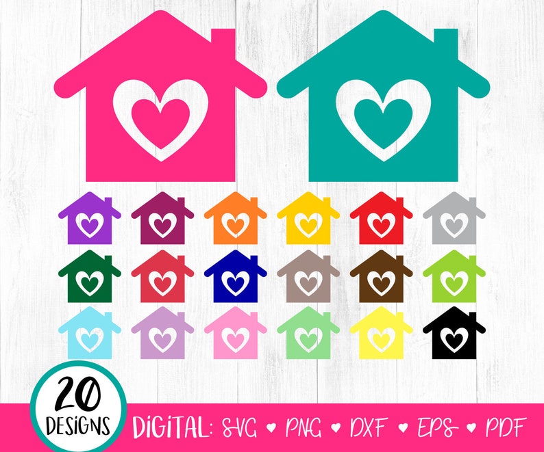Home Heart Clipart House With Heart SVG Rainbow House of | Etsy UK
