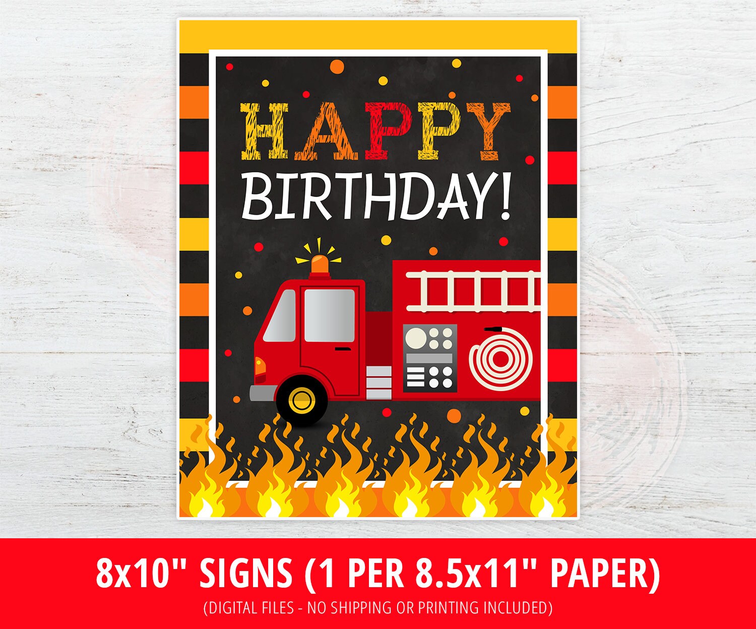 Firetruck Party Signs Firetruck birthday party decoration | Etsy