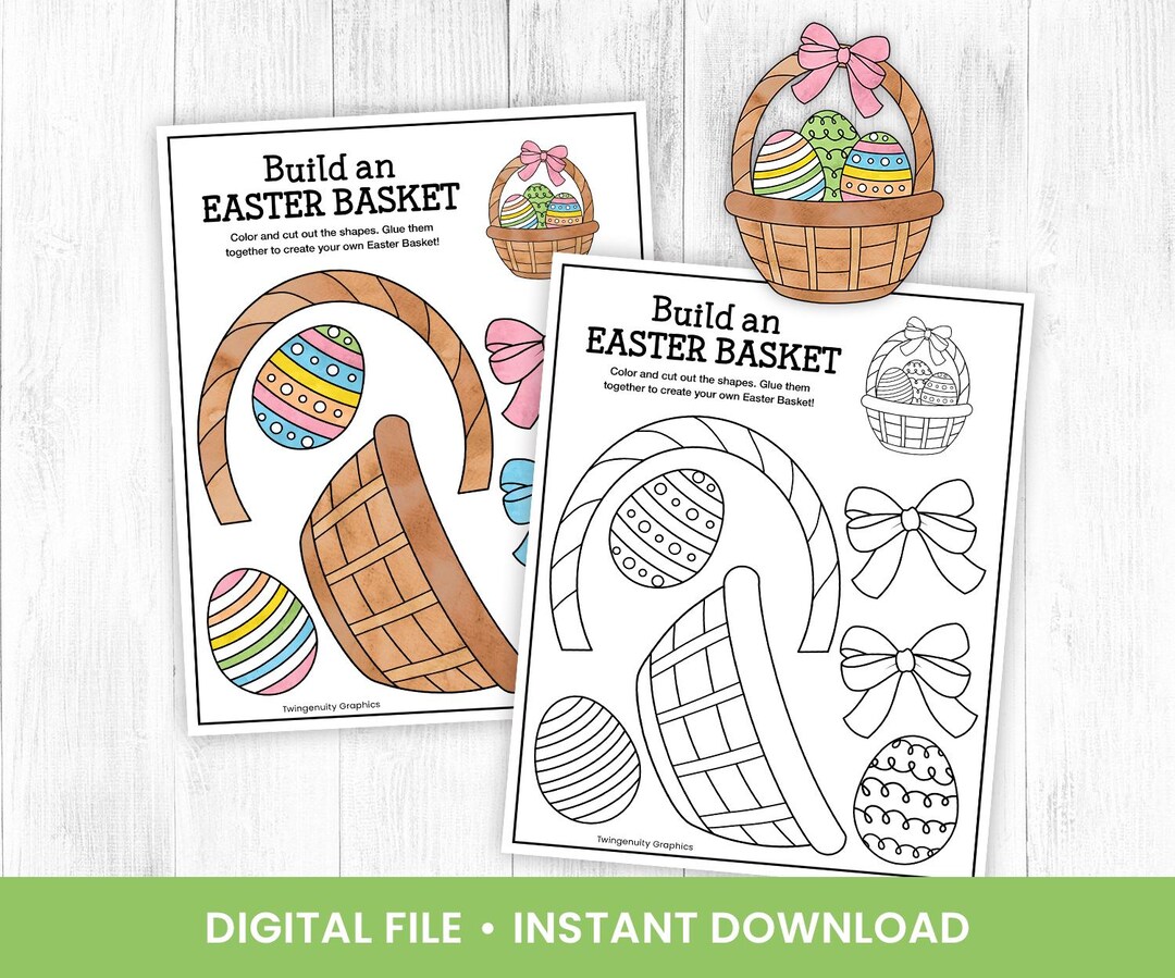 Build an Easter Basket Kid's Craft, Printable Easter Craft, Kid's ...