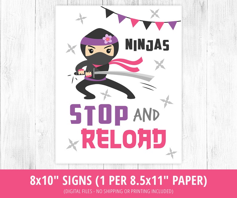 Ninja Girl Party Signs Ninja Birthday Party Girl Pink Ninja - Etsy