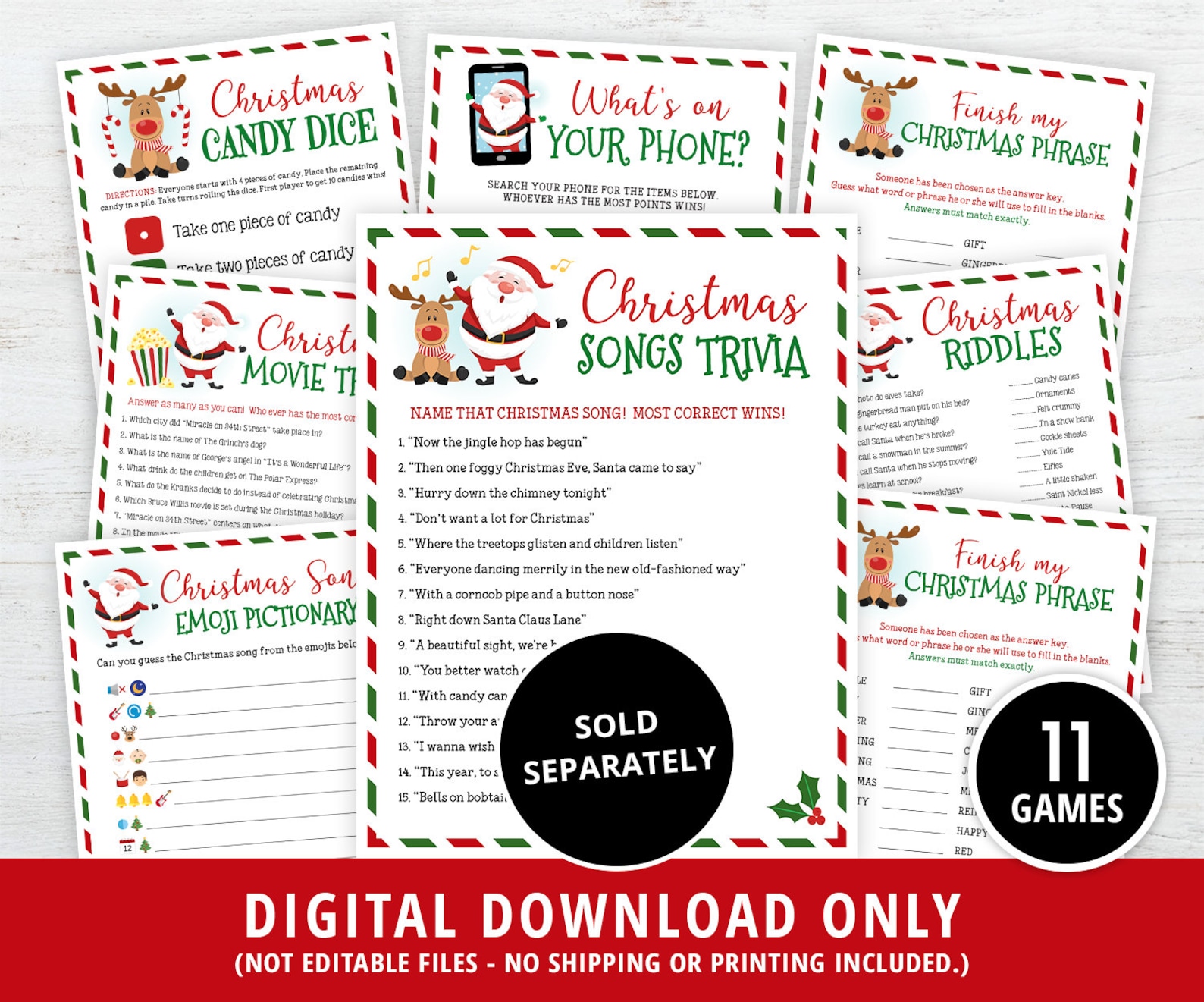 Christmas Song Trivia Game Printable Christmas Music Trivia - Etsy