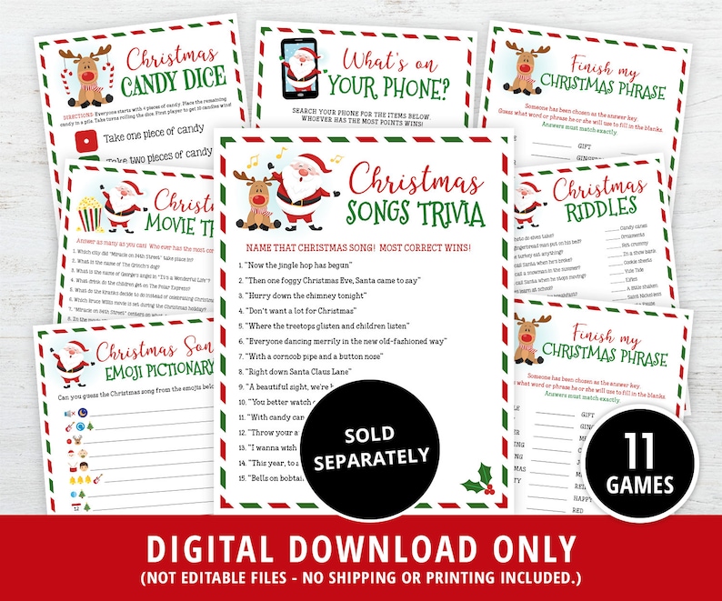 Christmas Song Trivia Game Printable Christmas Music Trivia - Etsy