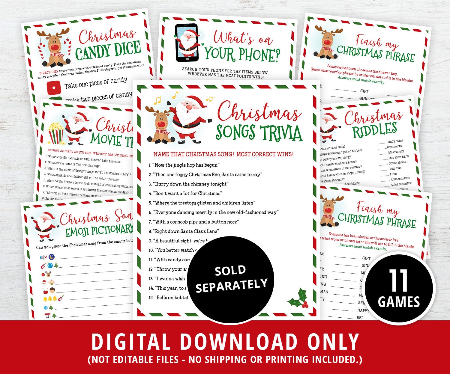 Christmas Song Trivia Game Printable, Christmas Music Trivia Game ...