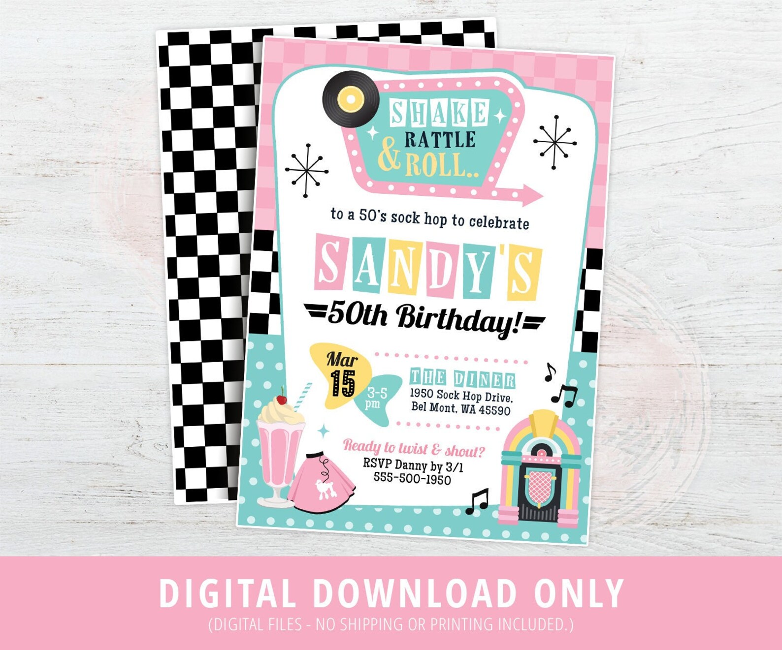 50s Birthday Invitation 50s Sock Hop Party Invite 50s - Etsy