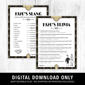 20s Trivia Games Printable, 1920s Trivia Game, 20s Fashion Trivia ...