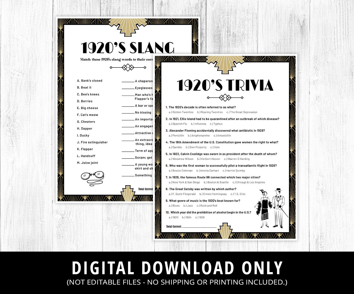 20s Trivia Games Printable, 1920s Trivia Game, 20s Fashion Trivia ...
