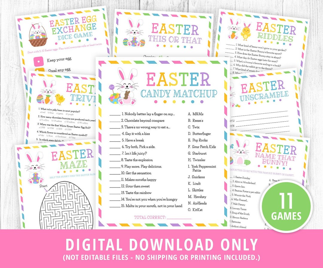 Easter Games Bundle Printable, Easter Activities, Easter Party Games ...