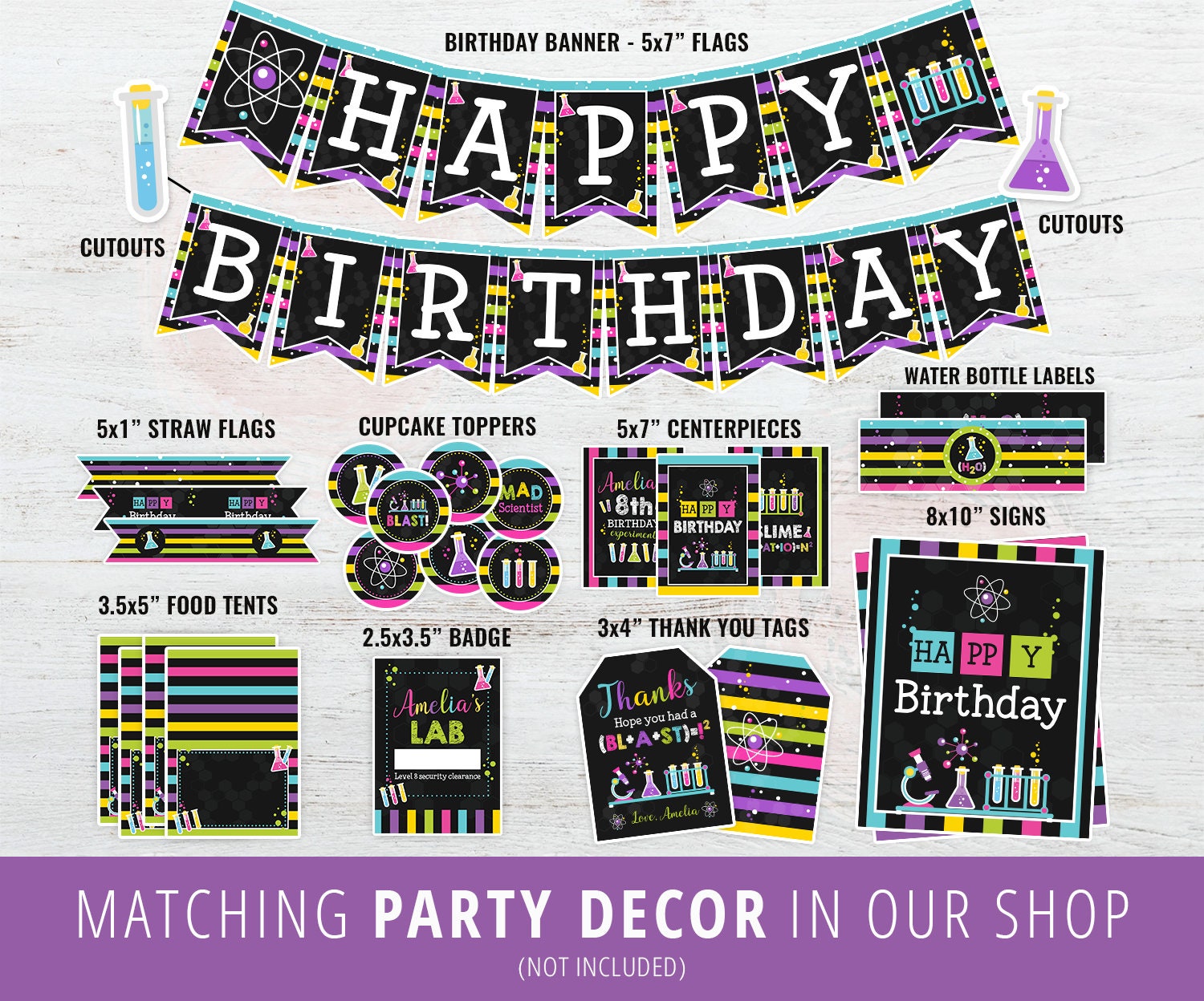 Science Birthday Banner Science Party Banner Science - Etsy