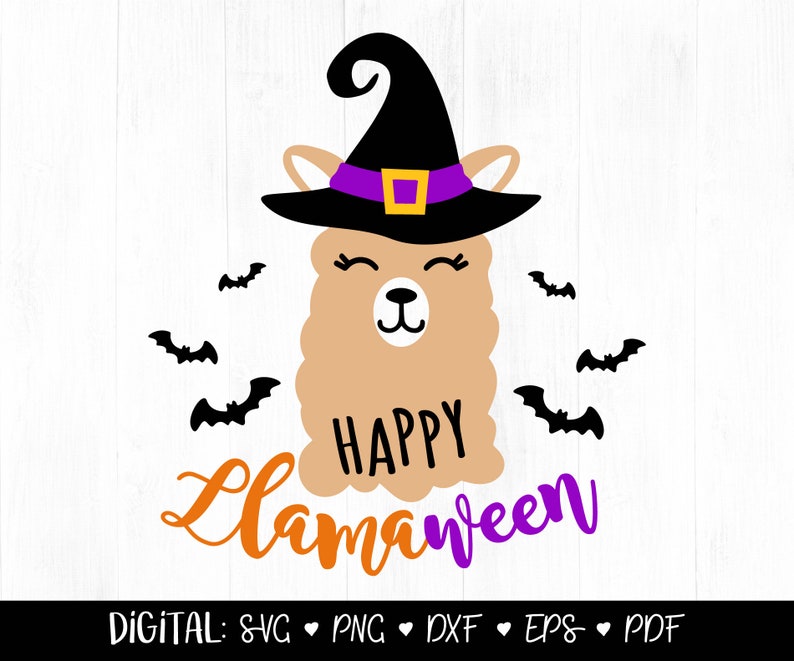 Halloween Llama SVG, Happy Llamaween SVG, Llama Svg, Llama Witch Svg ...