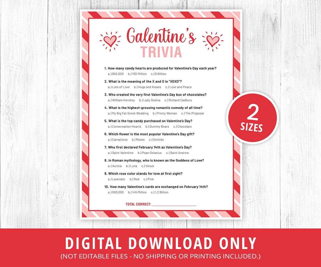Galentine's Day Trivia Game, Galentine's Party Game, Printable ...