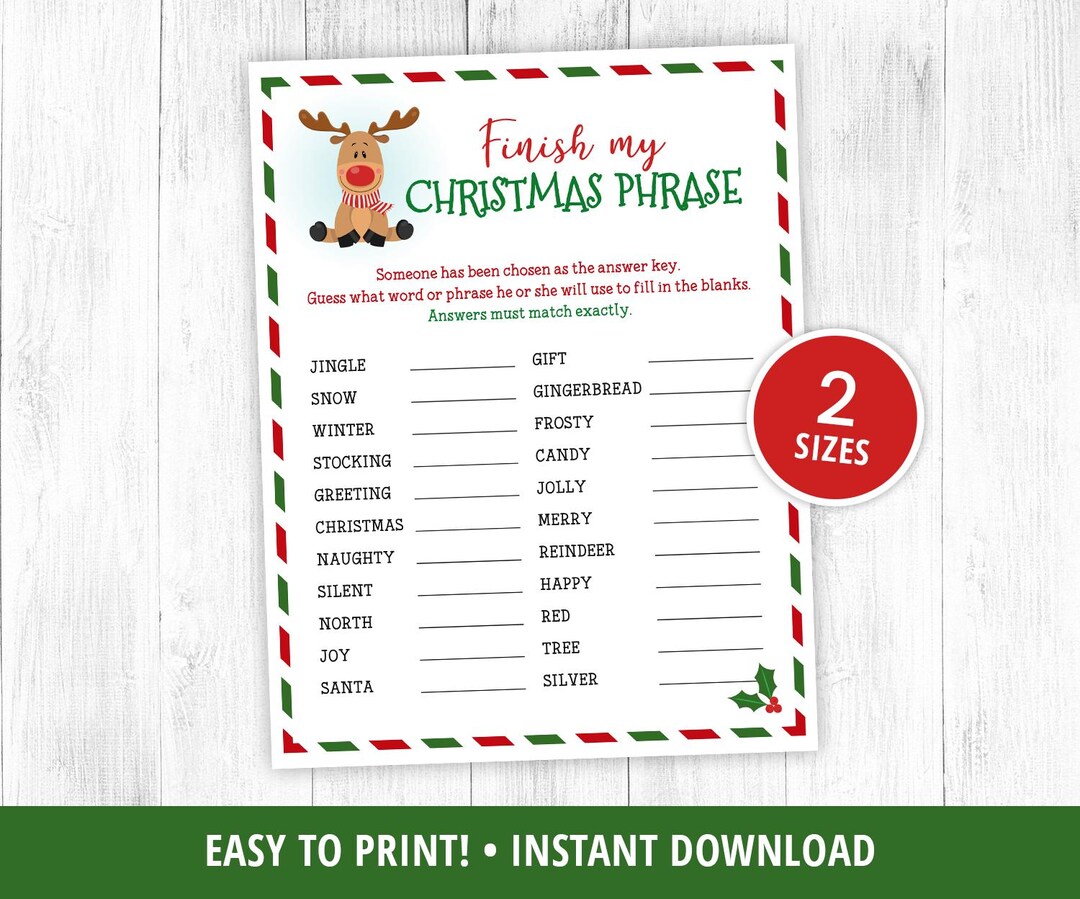 Christmas Phrase Game, Finish the Christmas Phrase, Christmas Party ...