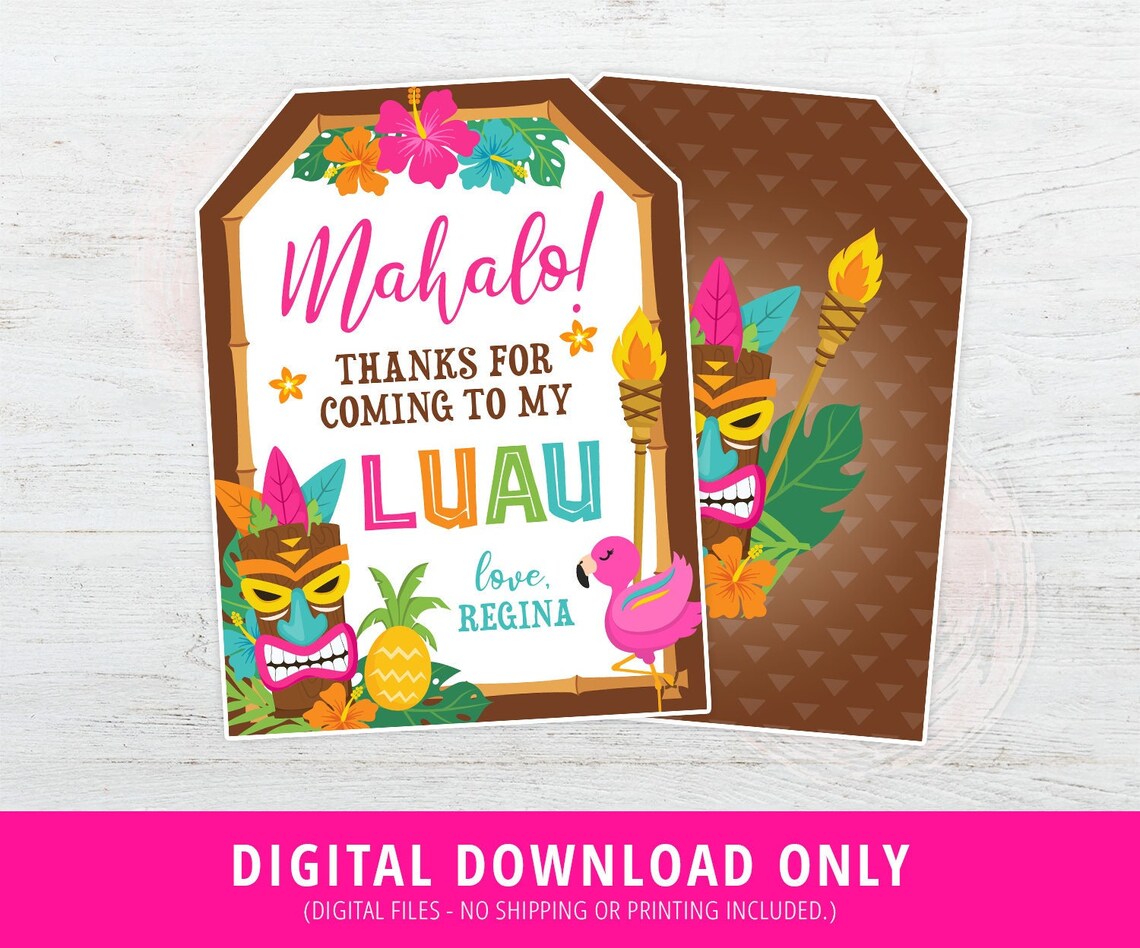 Luau Thank You Tags Luau Favor Tags Luau Birthday Tags - Etsy
