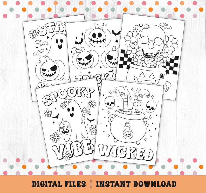 Retro Halloween Coloring Pages, Groovy Halloween Coloring Pages for ...