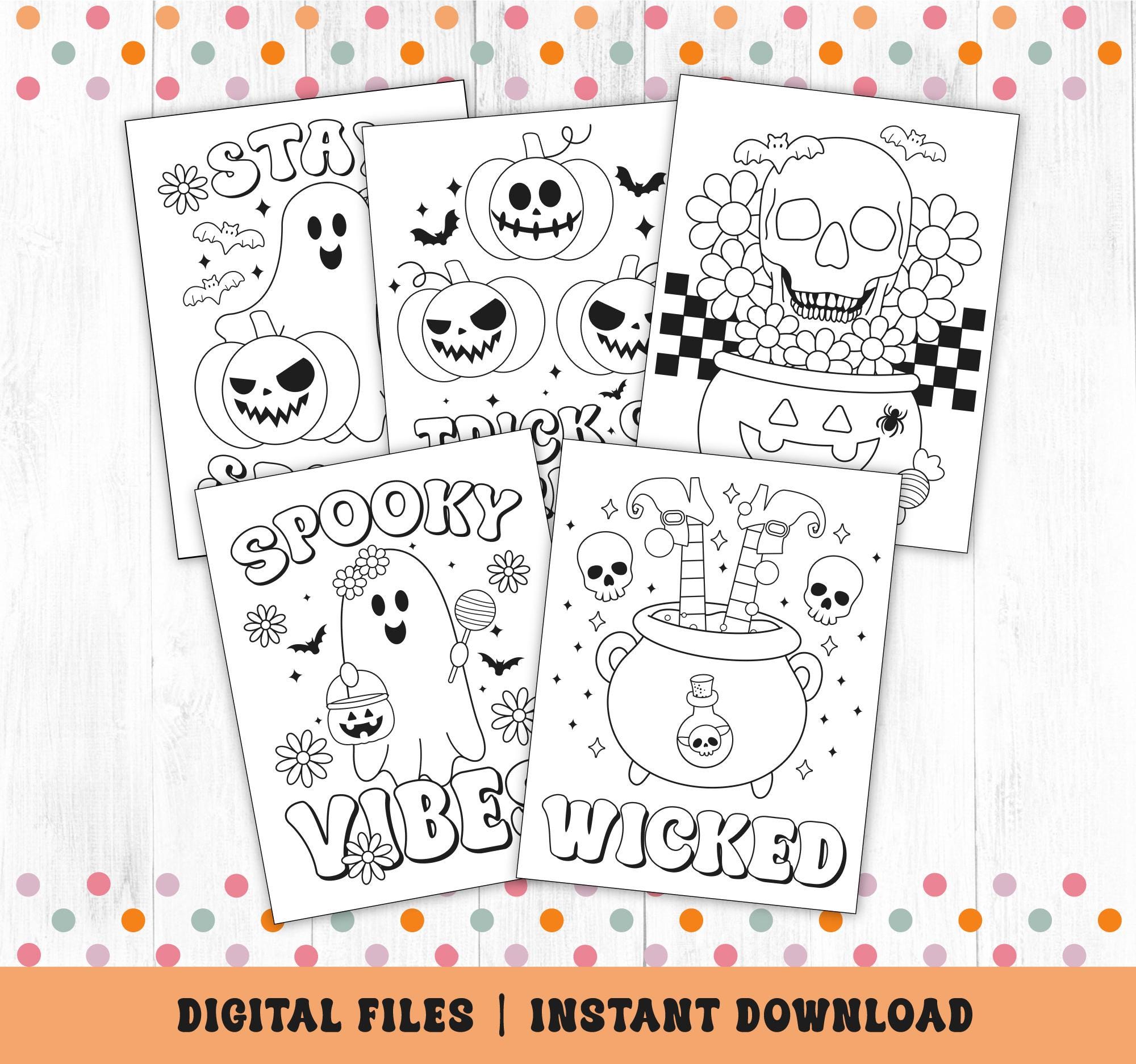 Retro Halloween Coloring Pages, Groovy Halloween Coloring Pages for ...