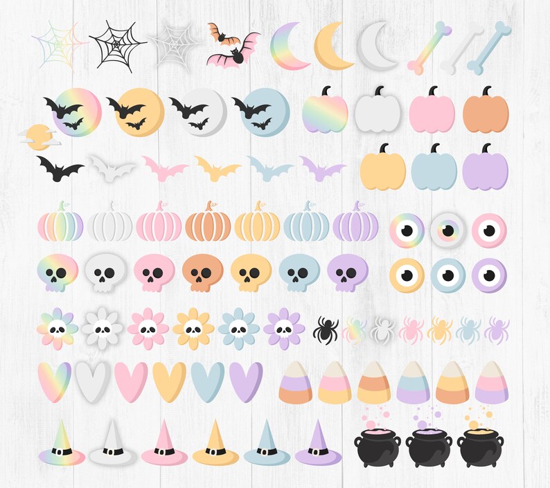 Cute Halloween Clipart, Pastel Halloween Clipart, Iridescent Halloween ...