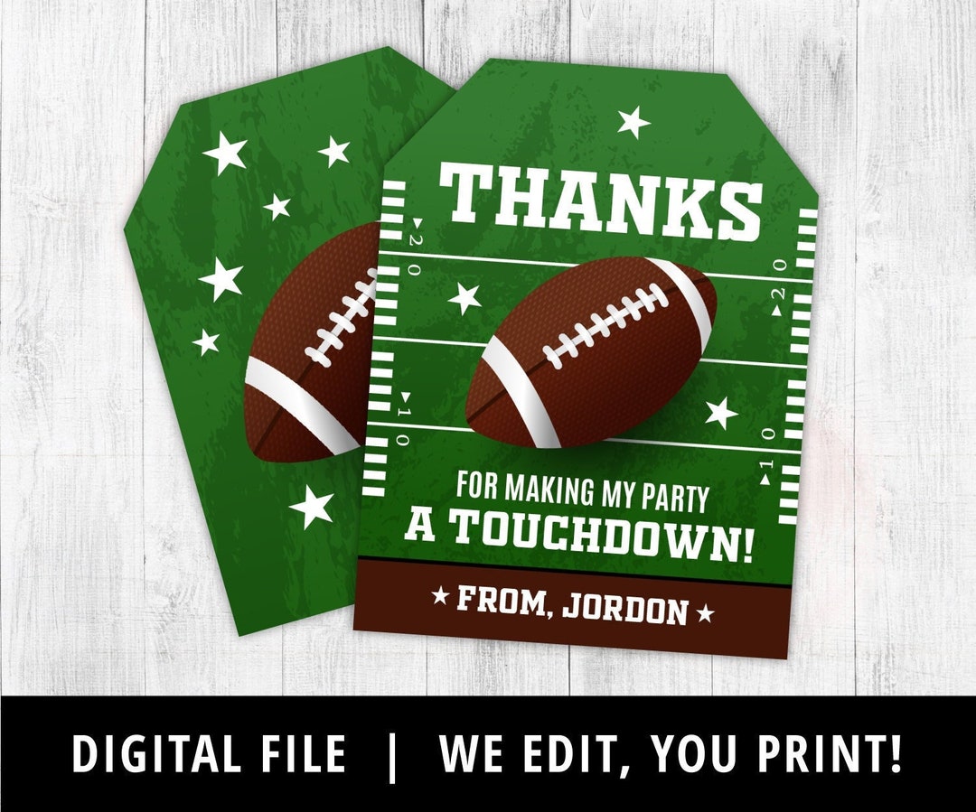 Football Thank You Tags, Football Favor Tags, Football Birthday Party ...