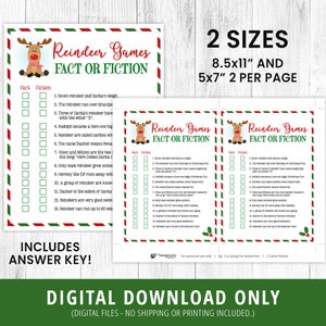 Reindeer Trivia Game, Fact or Fiction, Christmas Games, Fun Holiday ...