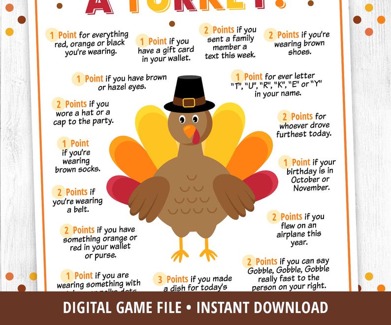Who is Most Like A Turkey Game, Thanksgiving Games, Family Thanksgiving ...
