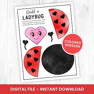 Valentines Day Craft Printable, Build a Ladybug for Kid, Kid's ...