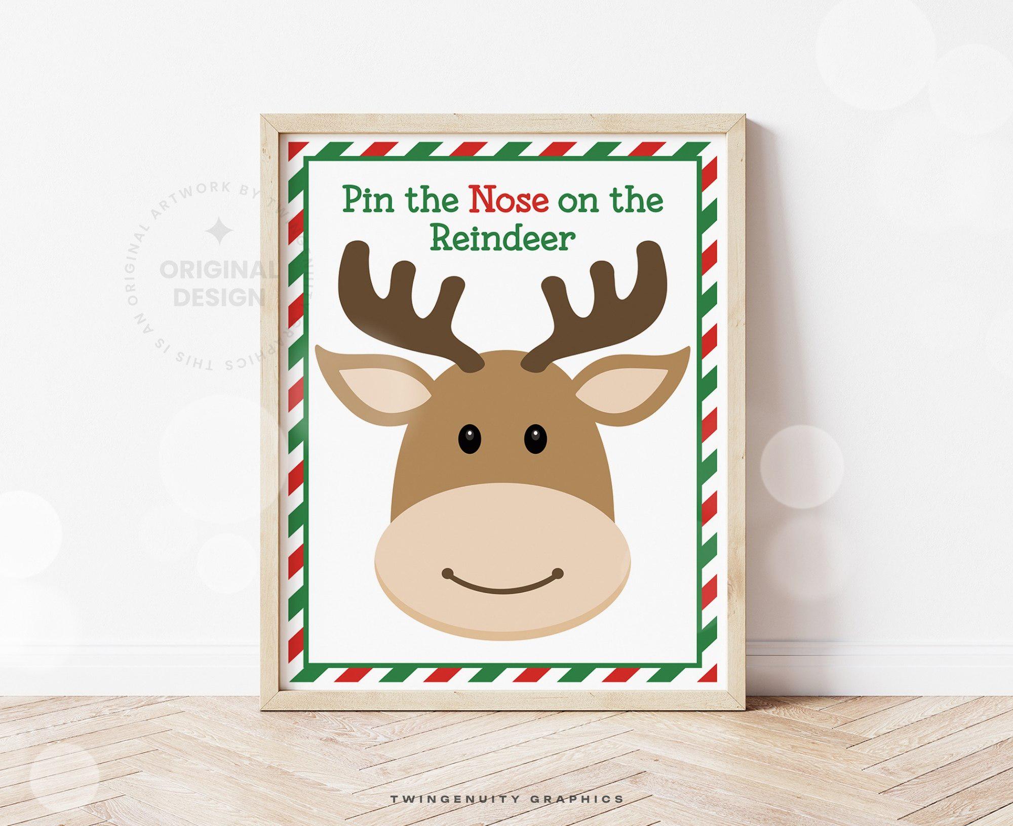 Pin the Nose on Reindeer Christmas Game Printable, Kids Classroom ...