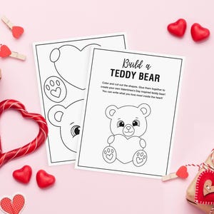 Build a Teddy Bear Kid's Craft, Printable Valentines Day Craft, Kid's ...